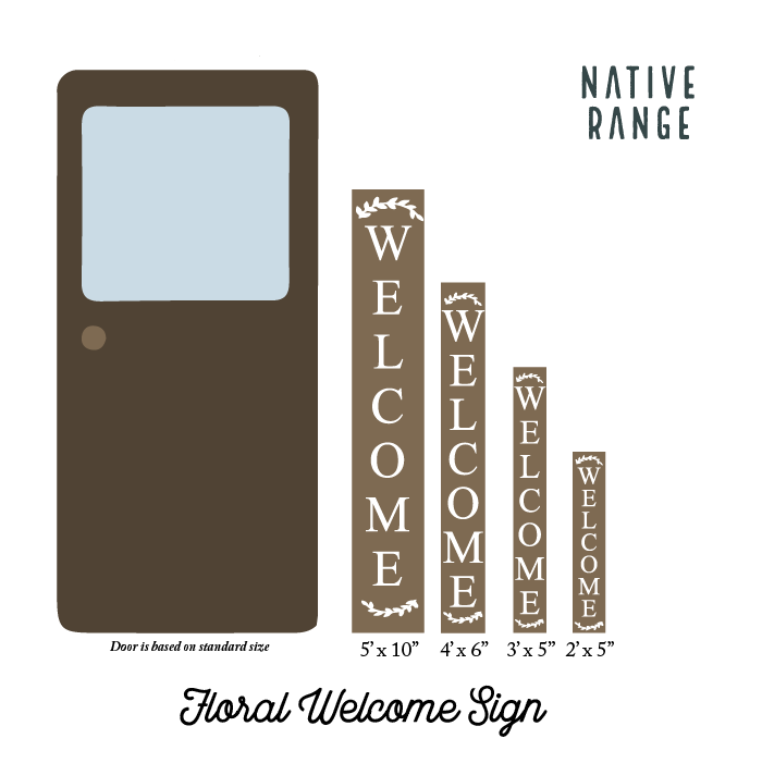 White Floral Wooden Welcome Sign