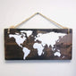 Hanging Rope World Map on Wood